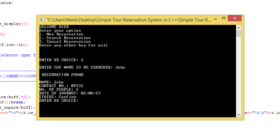 Simple Tour Reservation System In C Free Source Code Sourcecodester